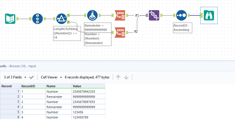 Duplicate a row, splitting a large value from a co... - Alteryx Community