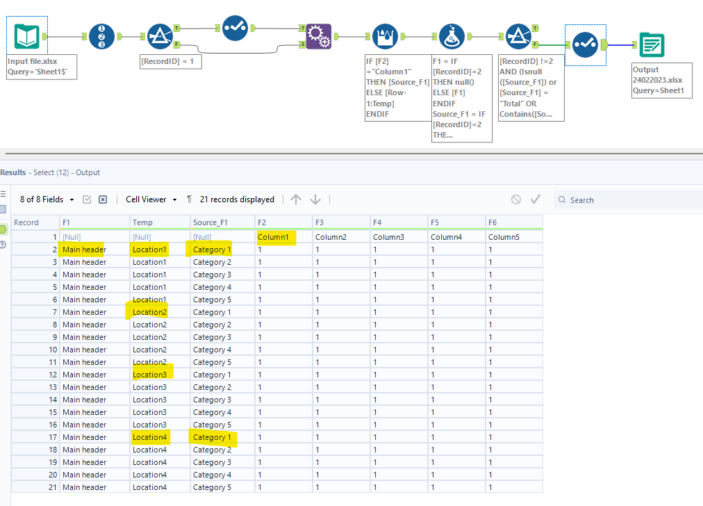 Solved: Taking Main header and location and put into its o... - Alteryx ...