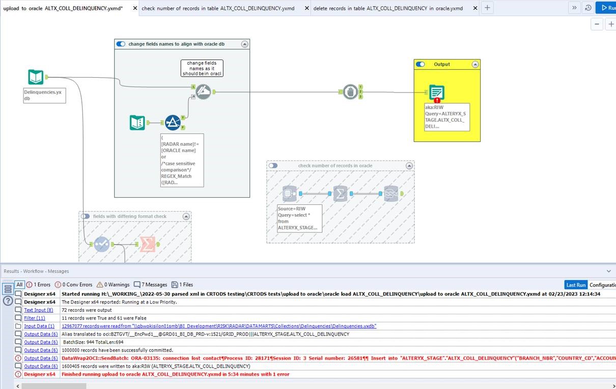 ORA-03135: connection lost contact issue when load... - Alteryx Community