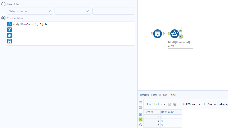 Solved: Filter every other row (Odd/Even Rows) - Alteryx Community