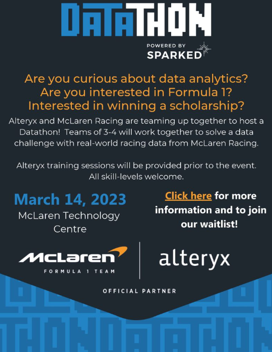 Alteryx + McLaren Datathon, hosted by SparkED [Mar... - Alteryx Community