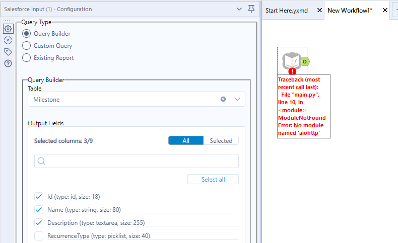 Error message on new Salesforce Input tool - Alteryx Community