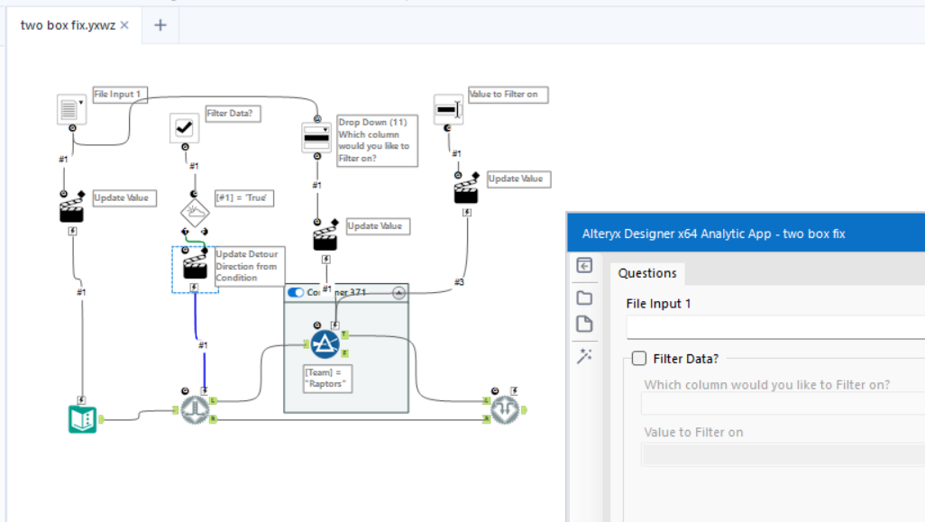 Solved: Help combining the two interface tools into one - Alteryx Community