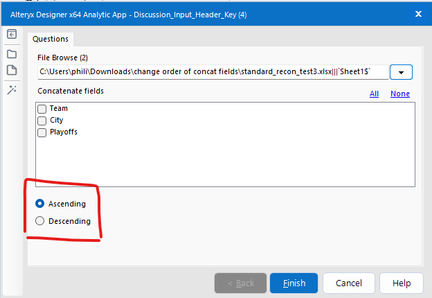 Analytic App, Concatenating fields, changing the o... - Alteryx Community
