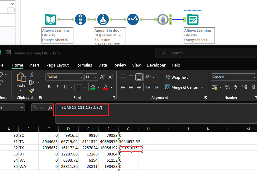 Creating a formula in a specific cell - Alteryx Community