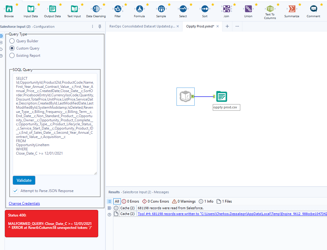 Salesforce Input Tool error when using CloseDate - Alteryx Community