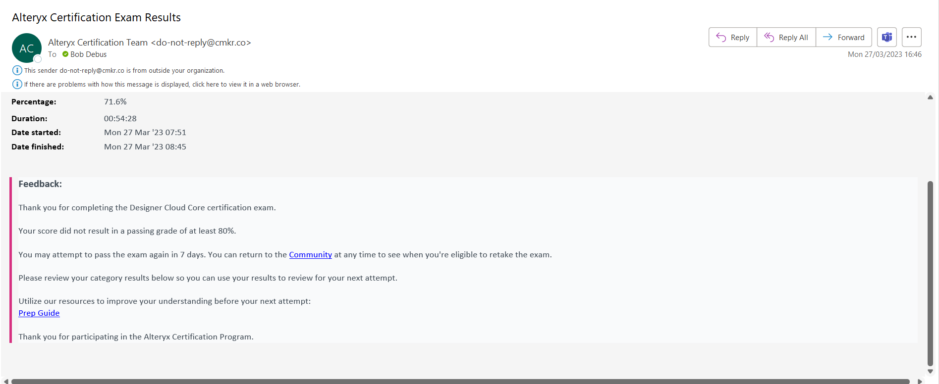 Solved: exam results - Alteryx Community