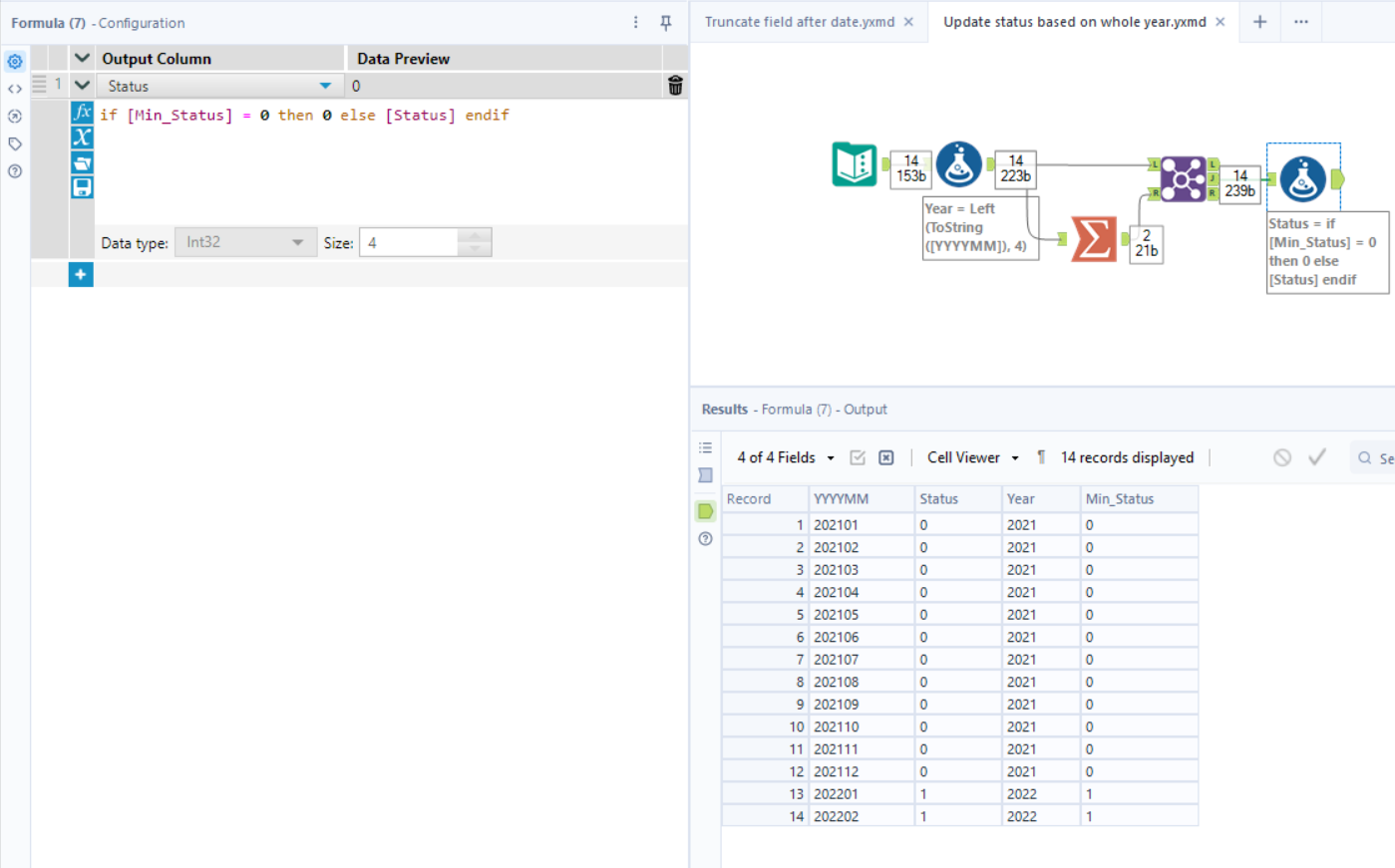 update the value based on the status group by the ... - Alteryx Community