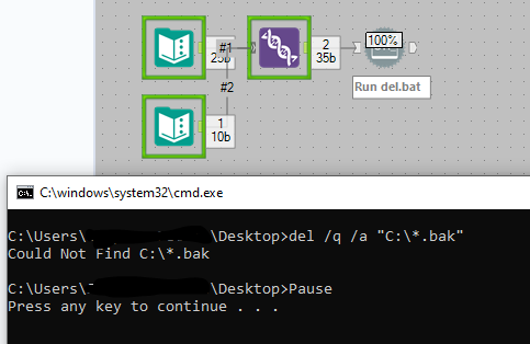 Solved: command and bat file run fine in cmd, but error in... - Alteryx Community