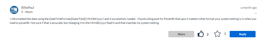 Power BI Output Tool - Date Formats - Alteryx Community