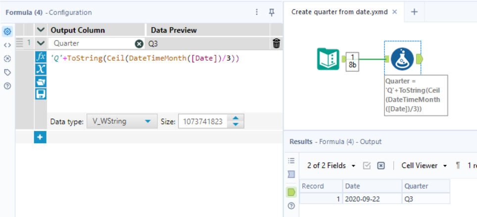 Solved: Create Quarter Field based on Date Field - Alteryx Community