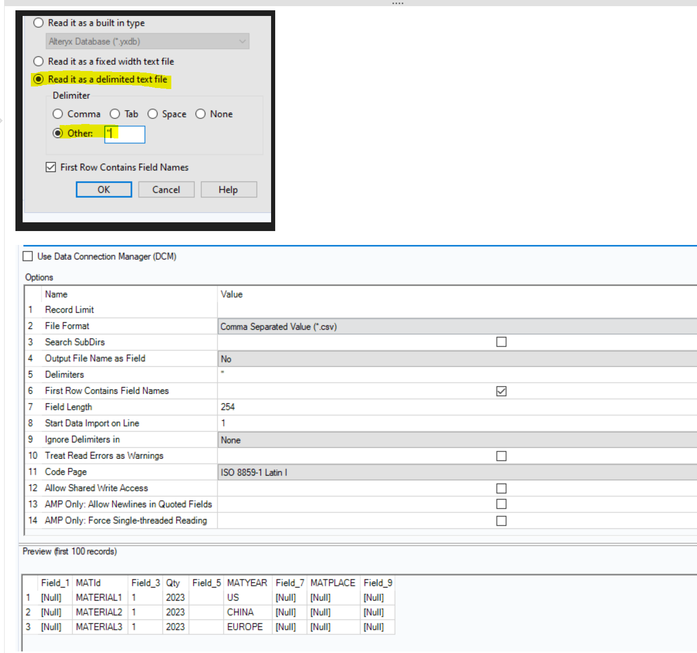 Solved: Importing TXT file with double quote - Alteryx Community