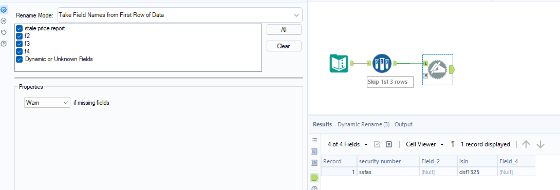Solved: Need to Delete Record Column - and field names ne... - Alteryx Community