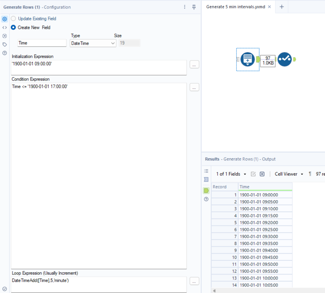 Solved: Creation of time slots using Generate Rows tool - Alteryx Community