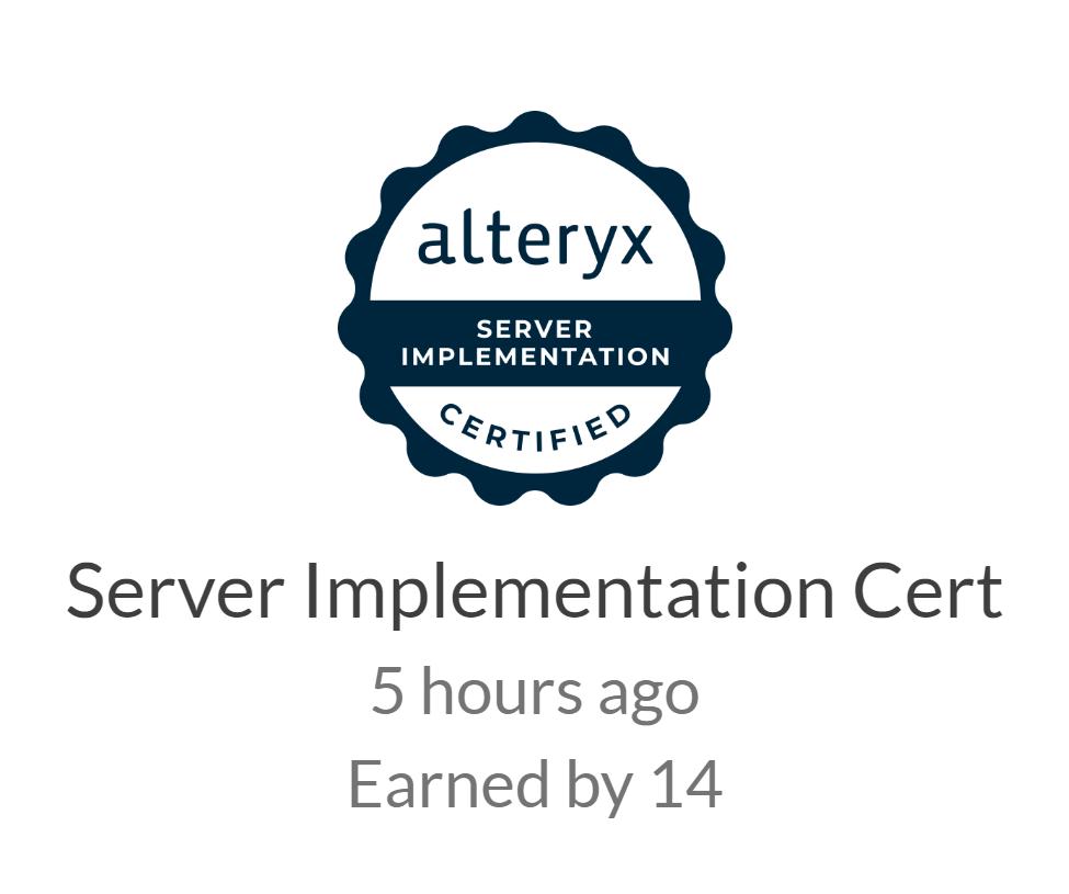 Introducing the Alteryx Server Implementation Cert... - Alteryx Community