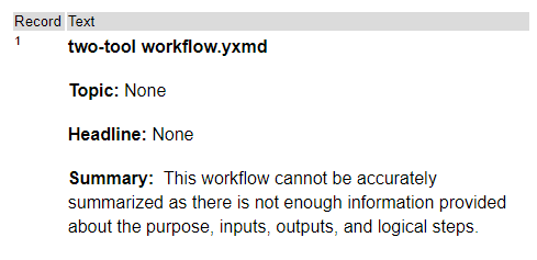 How To Use the Workflow Summary Tool - Alteryx Community
