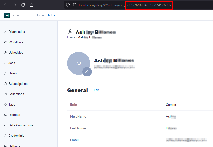 Collections in the Admin view shows a blank page