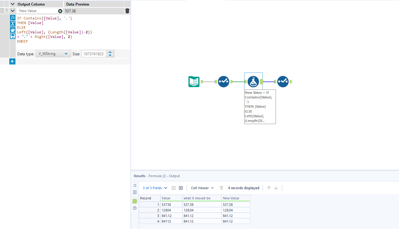 Missing decimals in source data - Alteryx Community