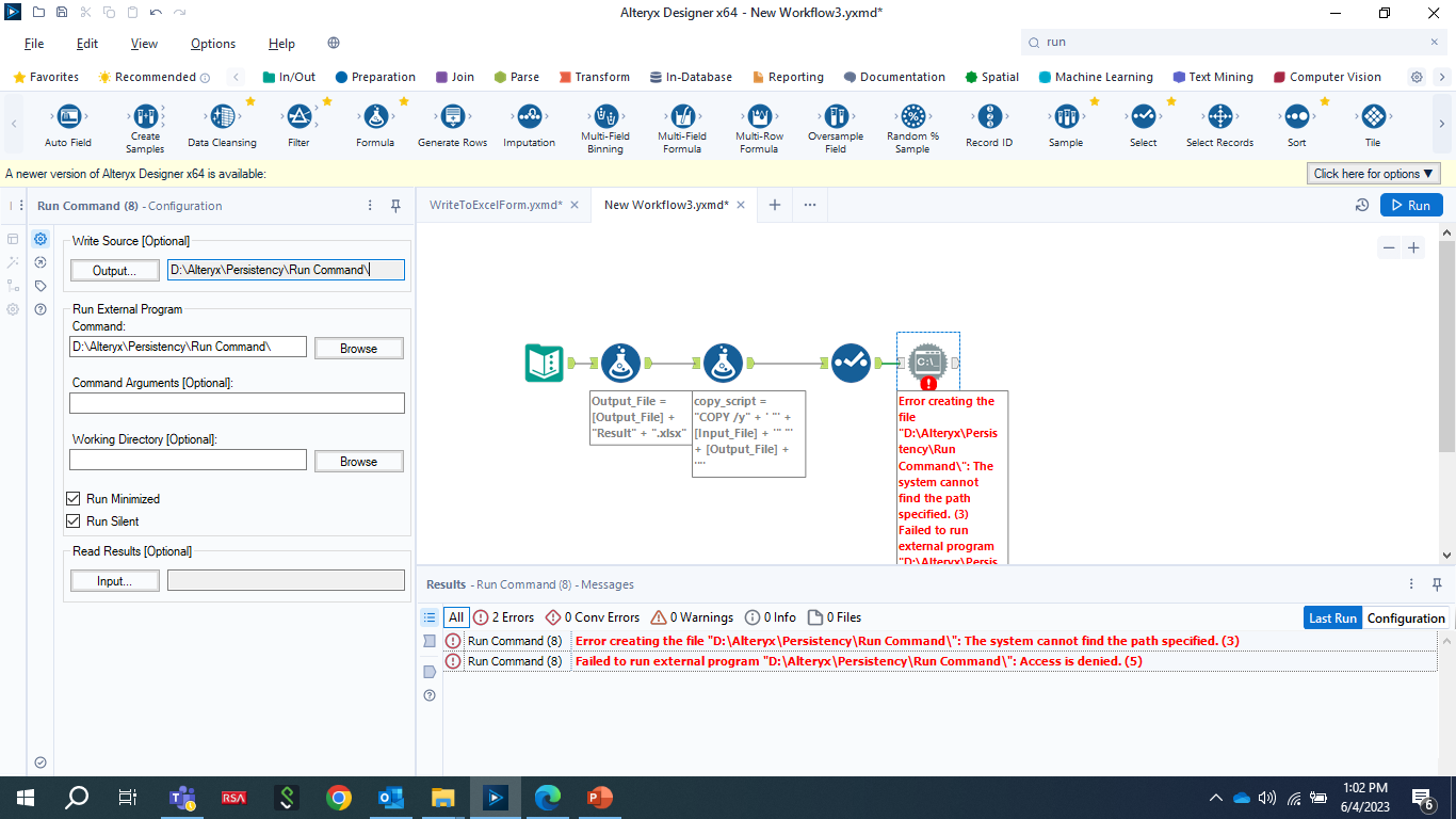Solved Use Run Command Tool To Copy A Template File Alter Alteryx Community