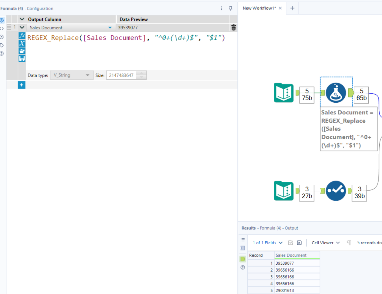 Solved: delete zeros at beginning of a number - Alteryx Community