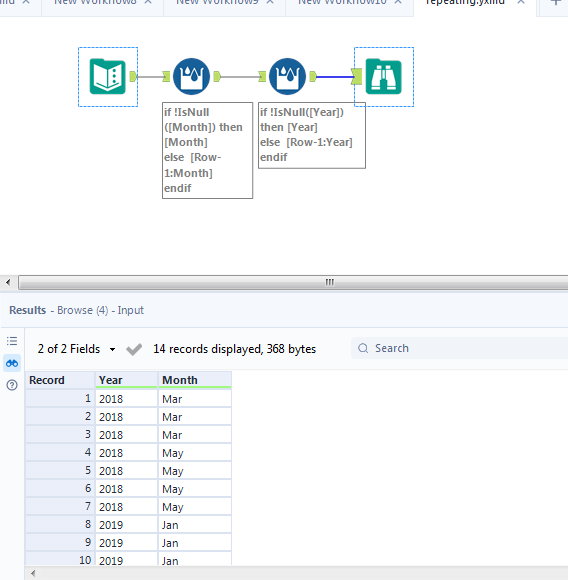 Repeating The Same Values Next Couple Of Rows Alteryx Community 
