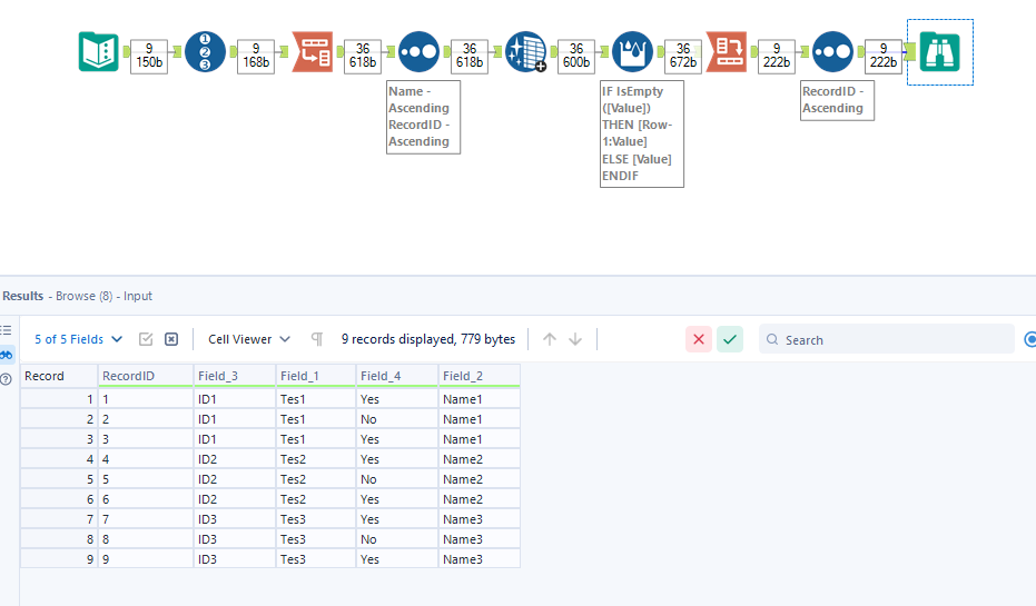 Solved Fill Down Null Rows Of Multiple Columns With Respe Alteryx Community 
