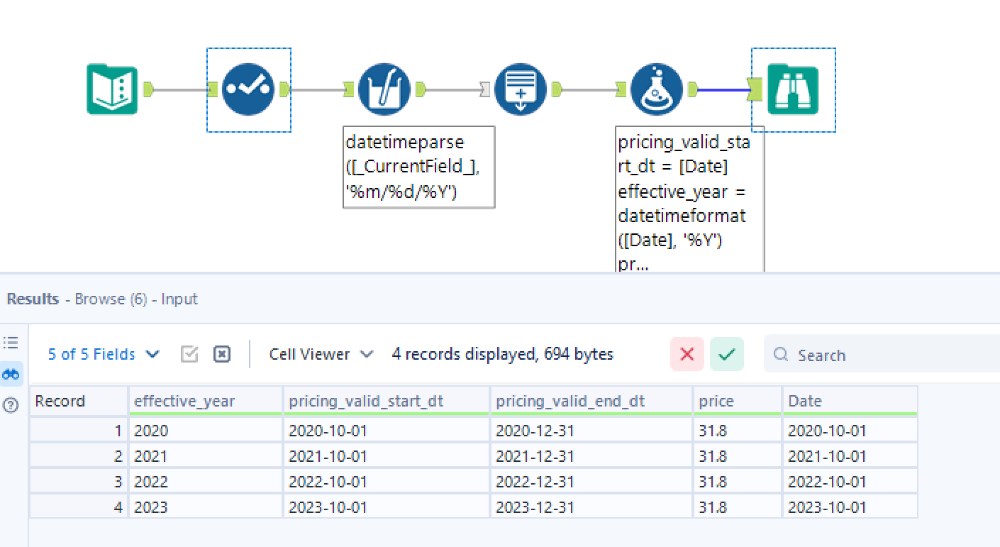 Solved: I need to split one line item in years between two... - Alteryx Community