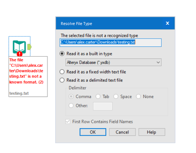TXT File option not available in Input Data drop d... - Alteryx Community