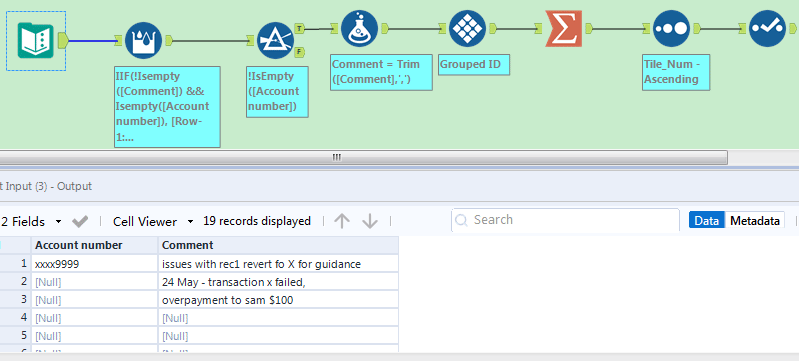 Solved: Combining rows with no reference into a single cel... - Alteryx Community