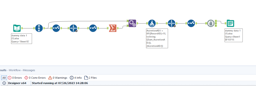 Solved: Need to perform sum function in specific cell - Alteryx Community