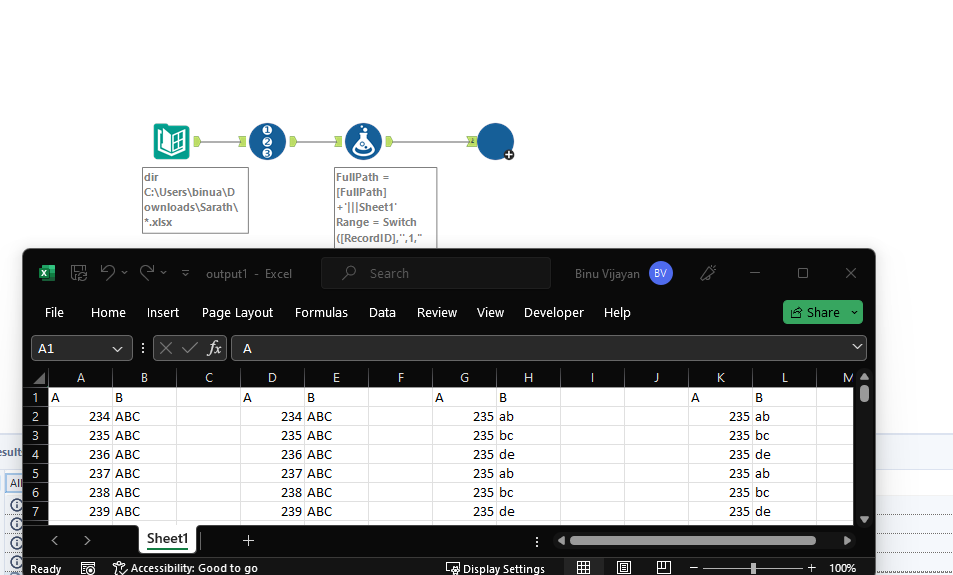 Solved: Different outputs in a Same Tab - Alteryx Community
