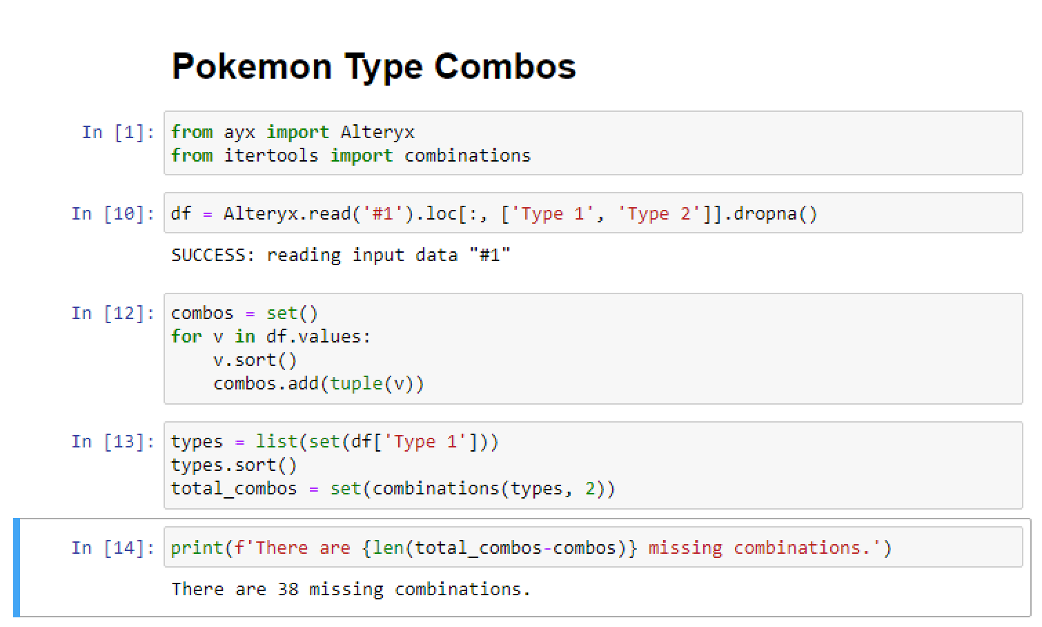 Challenge #391: Which Combinations of Pokémon Type... - Alteryx Community