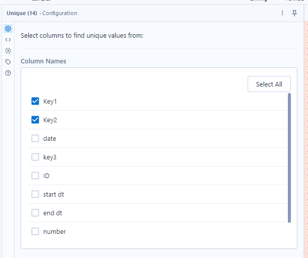Left join: Getting columns of left table only if k... - Alteryx Community