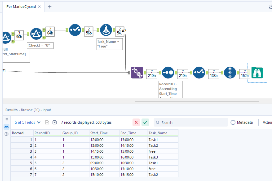 Solved: Create new rows with information from previous and... - Alteryx Community