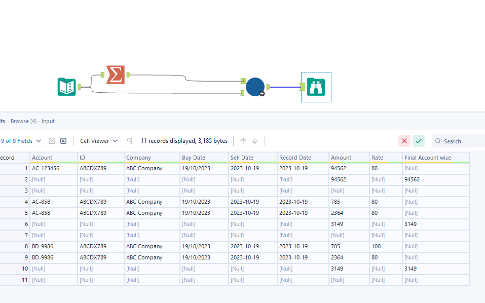 Solved: Sum the values to the next row and leave one row b... - Alteryx Community