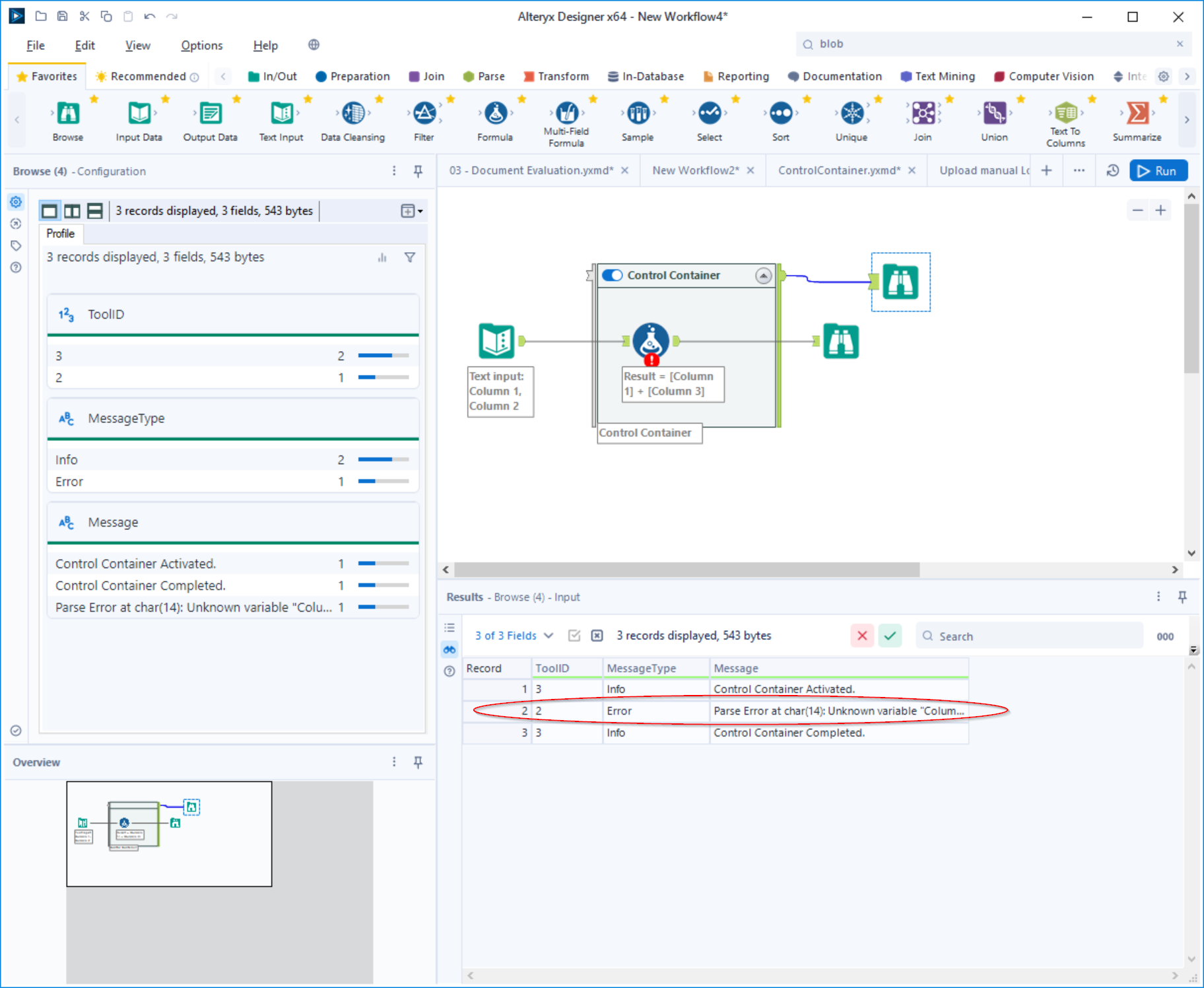 Catch errors to avoid an error message in the log - Alteryx Community