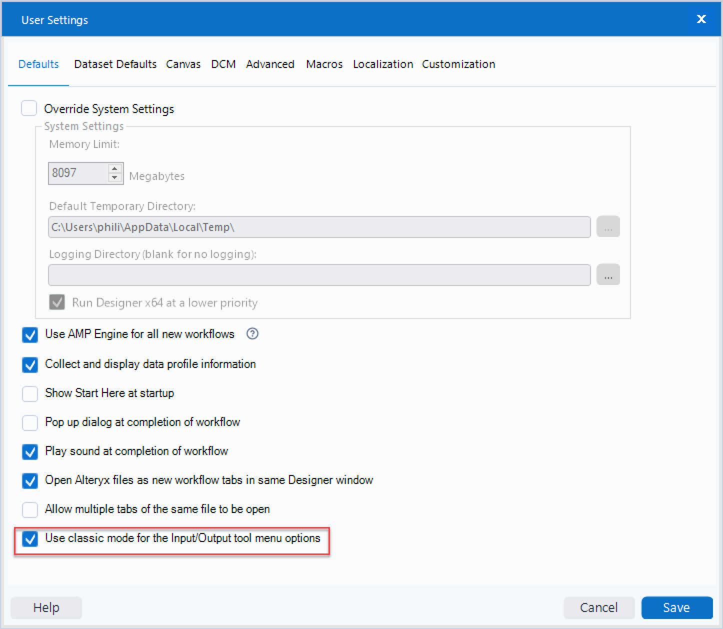 Alteryx 2023.2 - Use Classic mode for the Input/Ou... - Alteryx Community