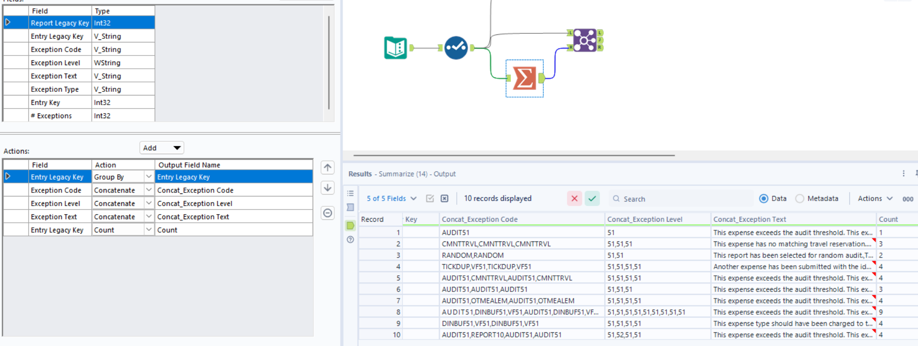 Solved: summarize or grouping w/put losing data - Alteryx Community