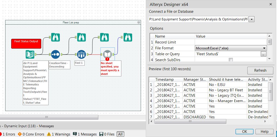 Solved: No sheet specified, you must specify a sheet - Alteryx Community