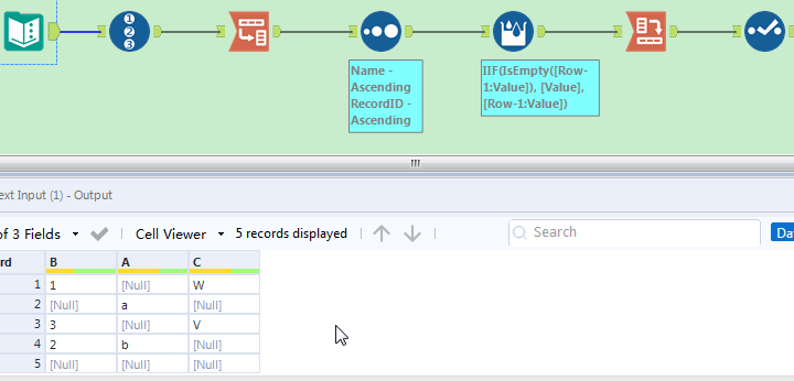 Solved: Fill the null cells to the value above - Alteryx Community