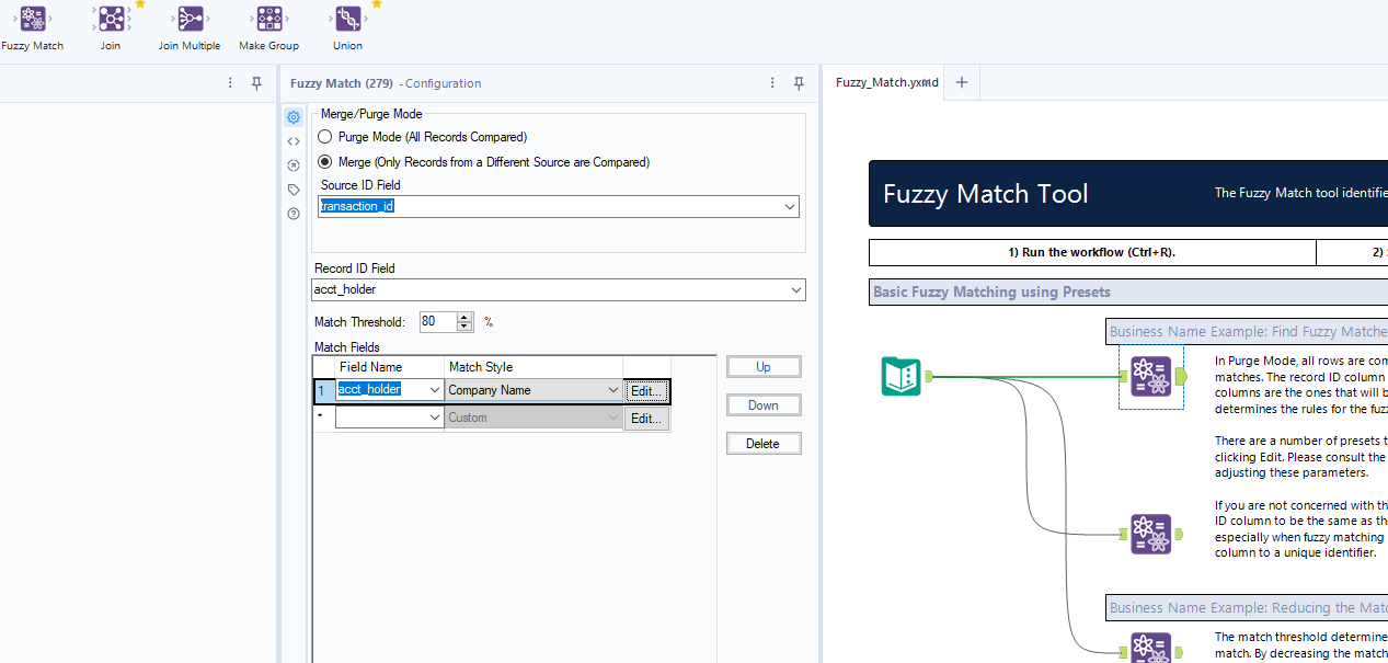 Solved: Clicking edit after selecting"Custom" Fuzzy Matchi... - Alteryx Community