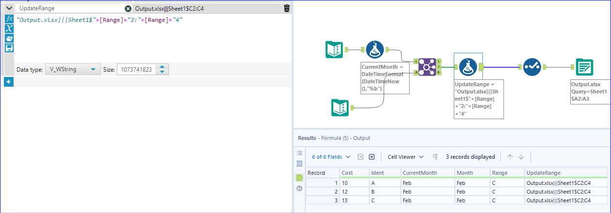 Output to a dynamic range using a formula? - Alteryx Community