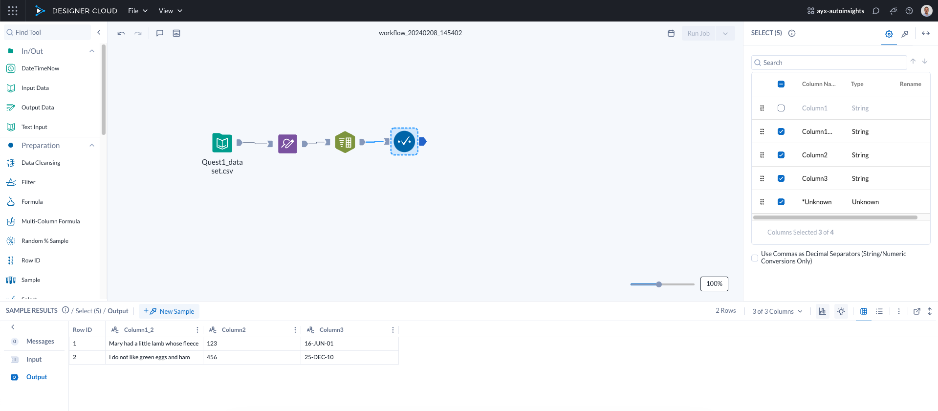 Cloud Quest 1 Preparing Delimited Data Alteryx Community 