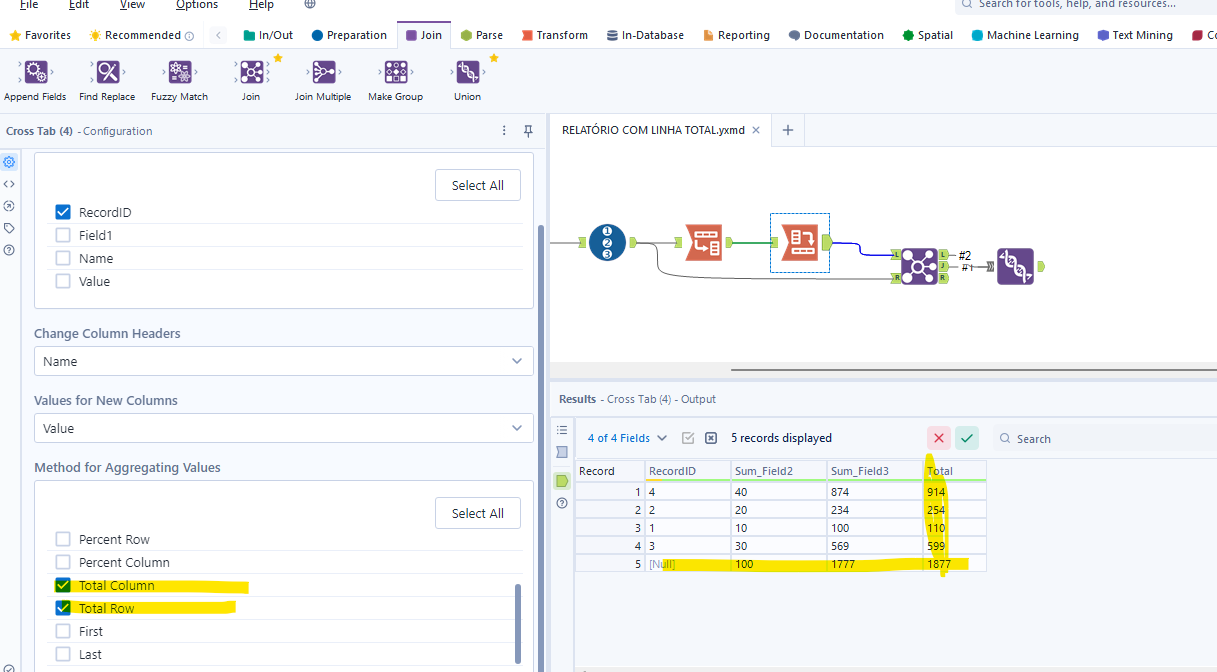 Solucionado: RELATÓRIO COM LINHA TOTAL - Alteryx Community