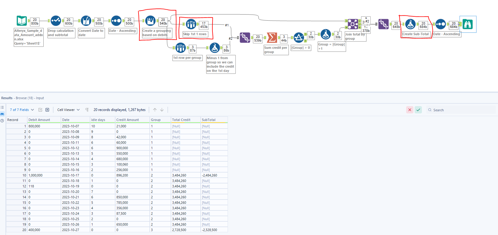 Solved: Sub total amount calculation - Alteryx Community