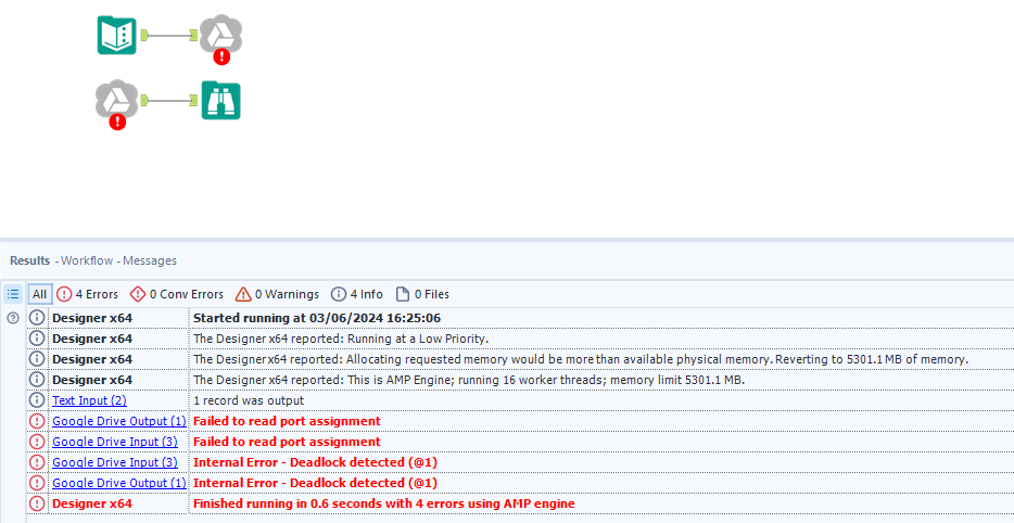 Solved: Google Drive Input/Output Errors: Failed to read p... - Alteryx Community