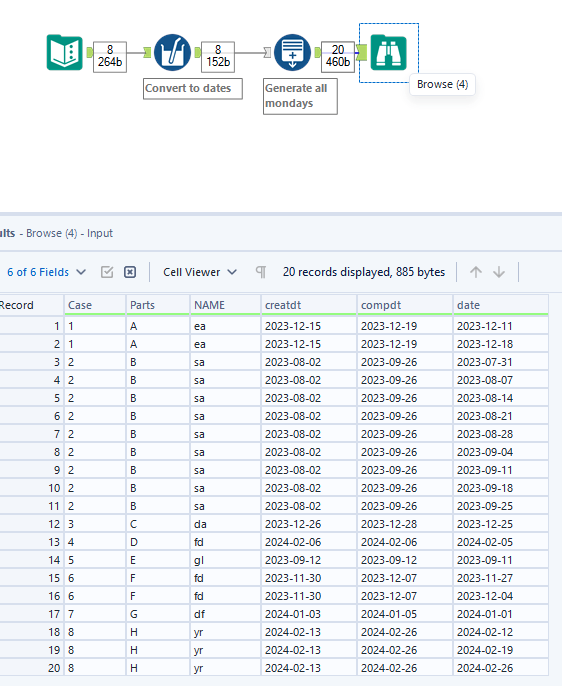Solved How To Get Rows Generated For Week Start Dates Bet Alteryx Community 