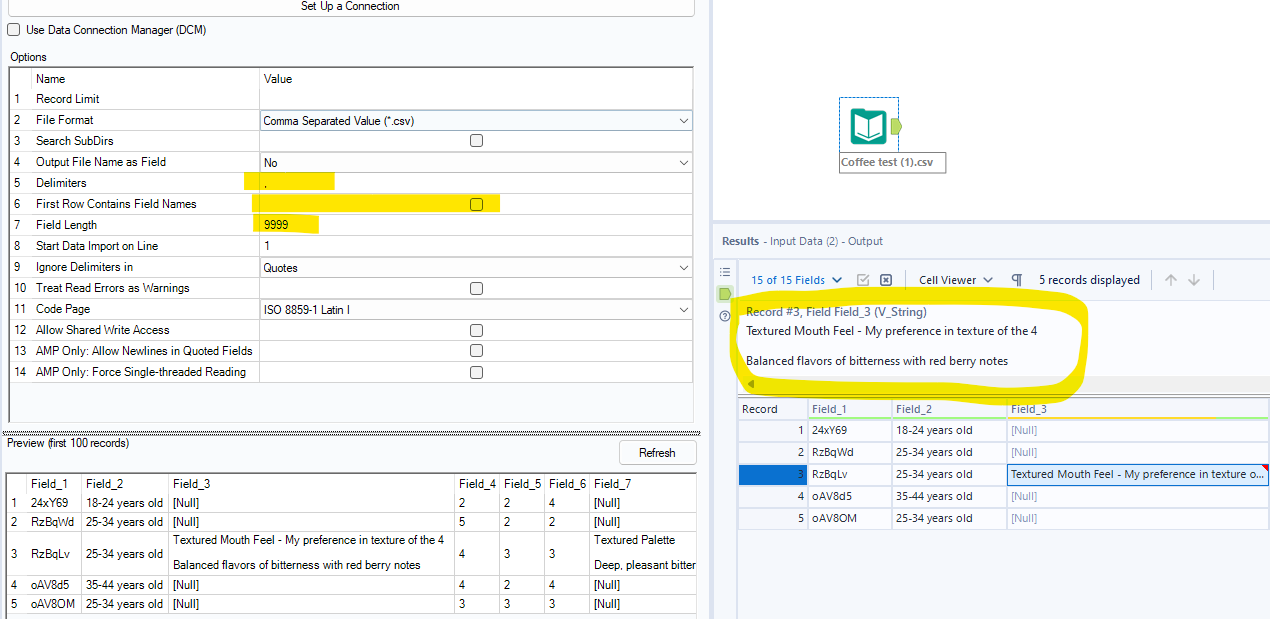 Solved: Inputting CSV files with wrapped text - Alteryx Community