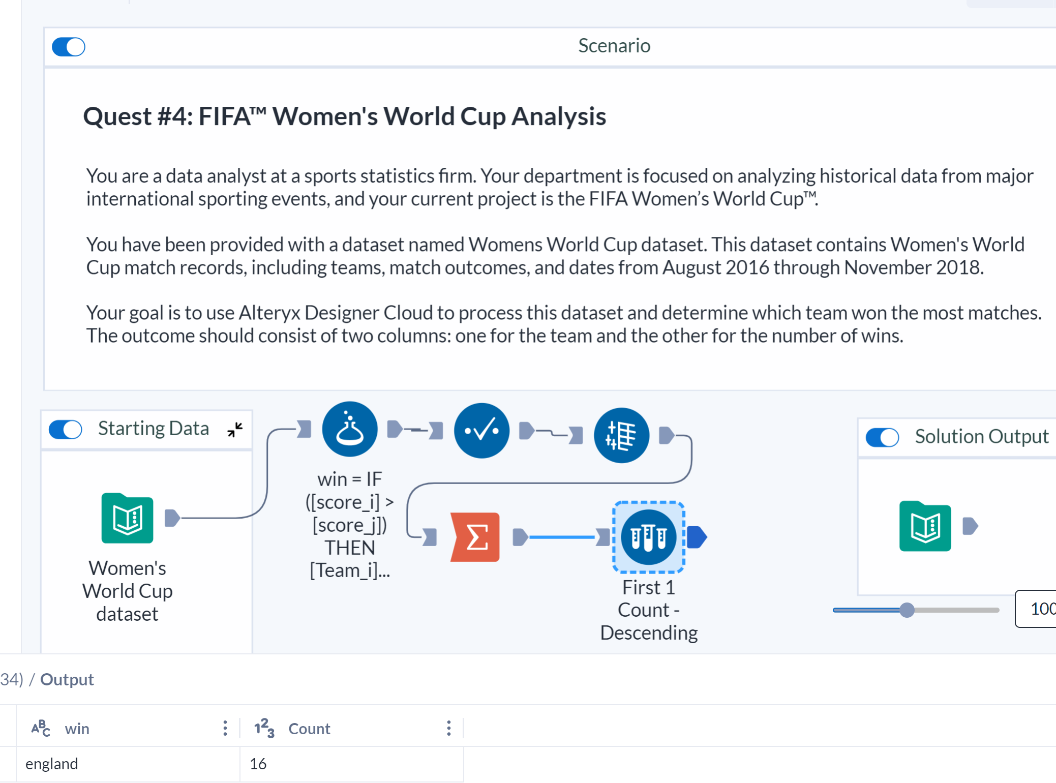 Cloud Quest #4: FIFA™ Women's World Cup Analysis - Alteryx Community