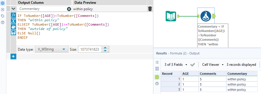 Solved: Using formula tool to produce text, currently only... - Alteryx Community